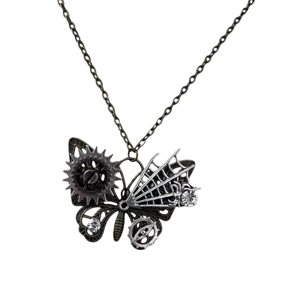 Таинственная Готическая Подвеска-Бабочка Стимпанк Ювелирные Изделия Регулируемая Цепочка Уникальный Подарок