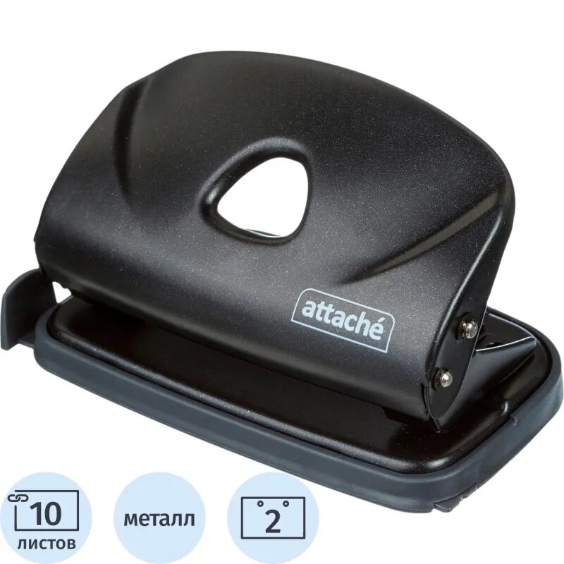 Дырокол Attache Power до 10л, металл, чёрный