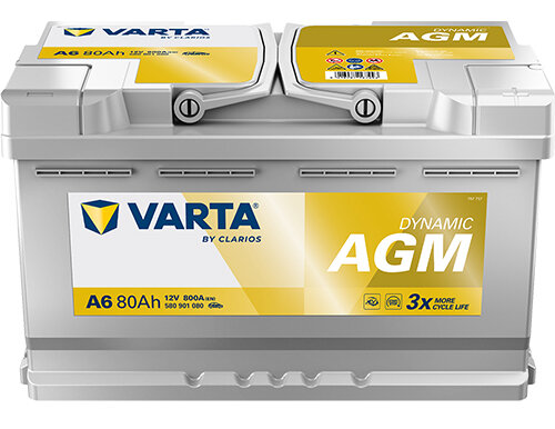 Аккумулятор Varta 580 901 080 Silver dynamic AGM (F21/A6), 315x175x190, обратная полярность, 80 Ач