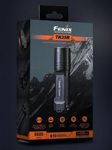 Фонарь Fenix TK35R, 5800 лм, 610 метров, USB Type-C, ультрафиолет 365 нм, до 105 ч работы на одном заряде