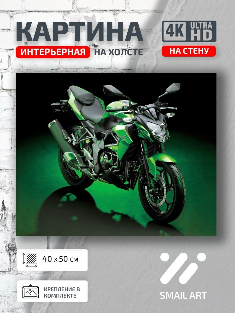 Картина на холсте интерьерная 40 на 50 на стену Kawasaki Z250SL для гостиной атмосфера