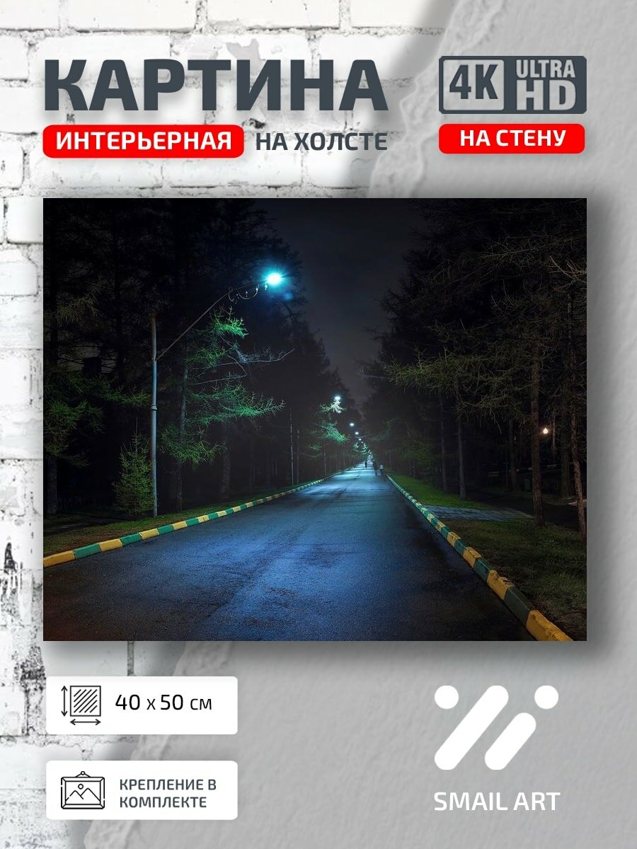 Картина на холсте интерьерная 40 на 50 на стену Город Улица для кабинета атмосфера