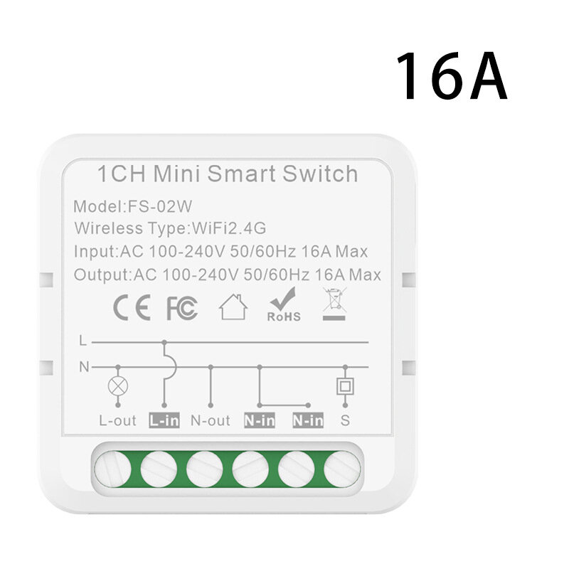 Умное Wi-Fi реле 16A Tuya Mini Smart Switch Умный дом/ Умный дом с Алисой/ Умный дом Алиса/ работает с Алисой