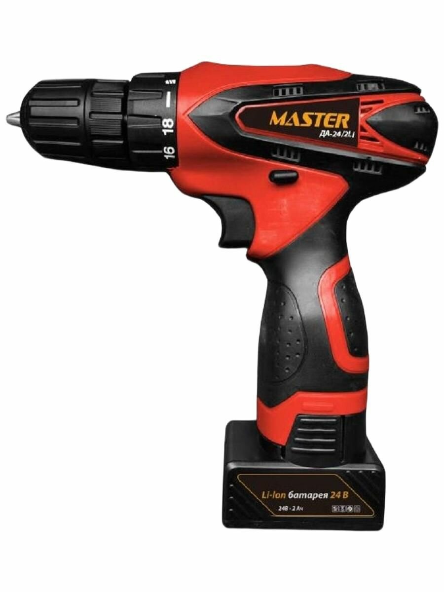 Дрель шуруповёрт аккум."MASTER" ДА-24/2 Li , 2 акк, кейс, 24В/2ач