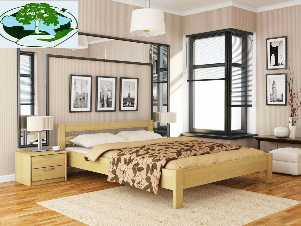 Двуспальная кровать из массива дуба "Елена"