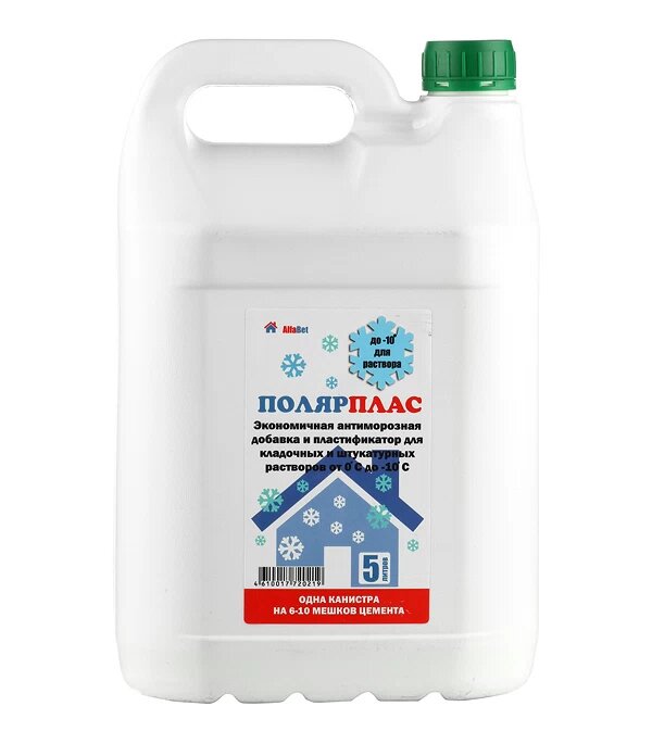 Добавка противоморозная пластификатор АльфаБетон Полярплас 5 л АльфаБетон 10340814
