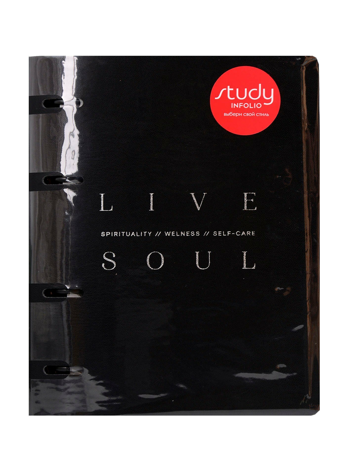 Тетрадь 120л кл. "My black", черный, на кольцах, шелкография, обл. кож. зам