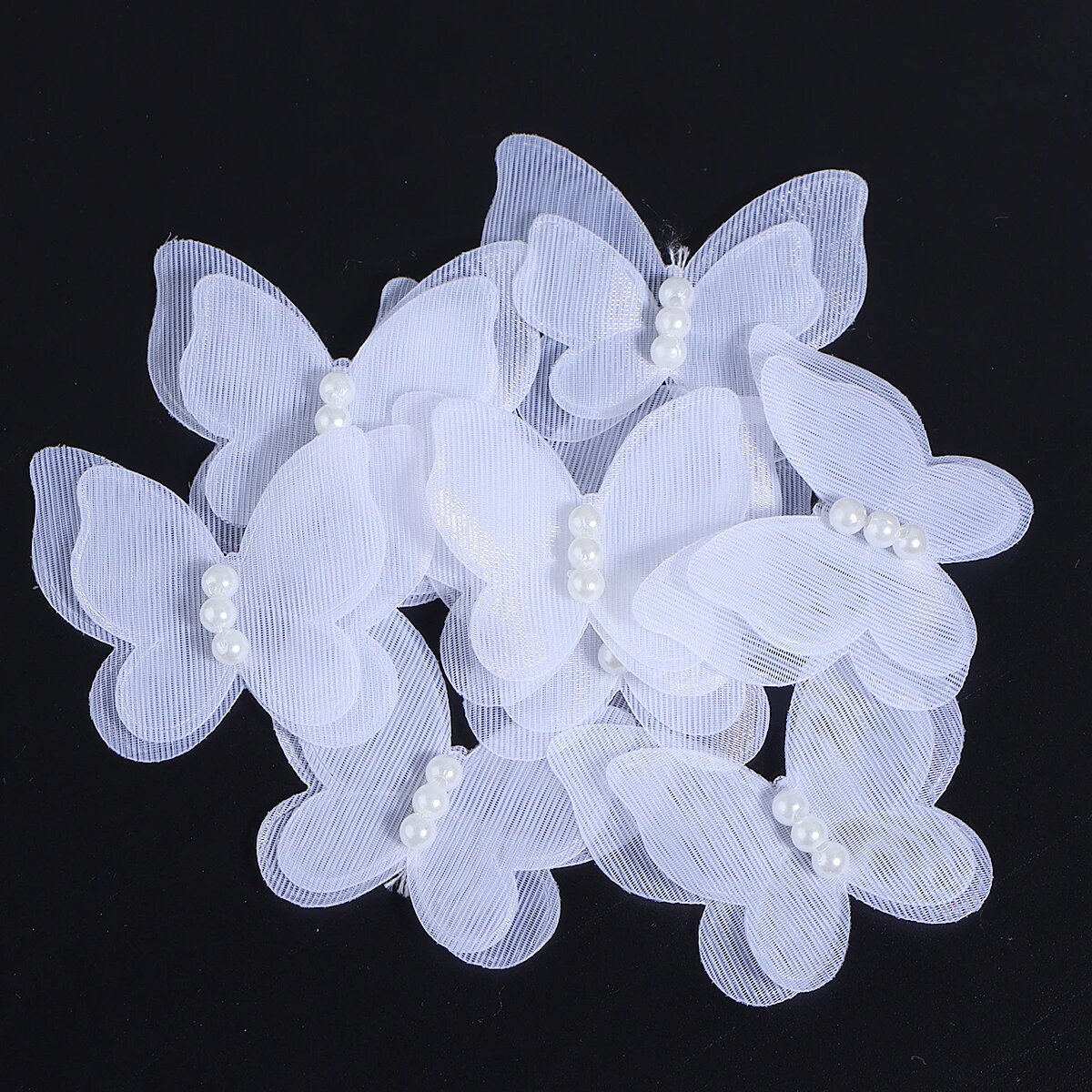 Аппликации из органзы бабочки 10 шт. Белый, White