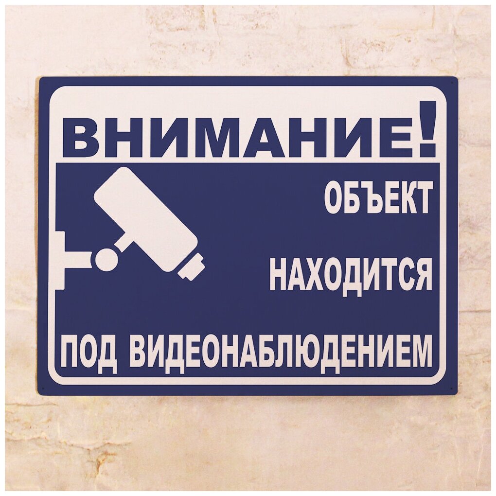 Металлическая табличка Ведется видеонаблюдение, 15х22,5см