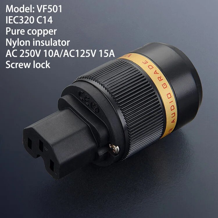 Розетка IEC320 C14 Viborg VF501, медь, черный