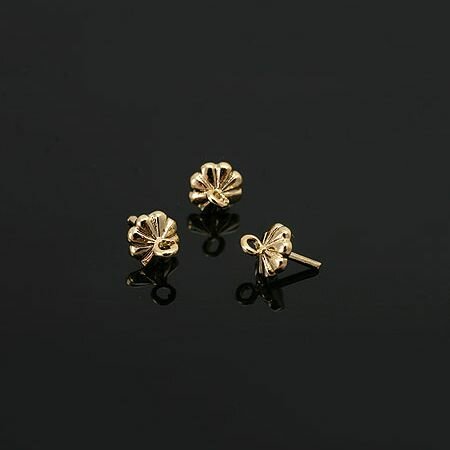 Штифт клеевой, 7.5х5мм, Корея, Цветочек с петелькой, базовый материал - латунь, позолоченный, 1 шт.