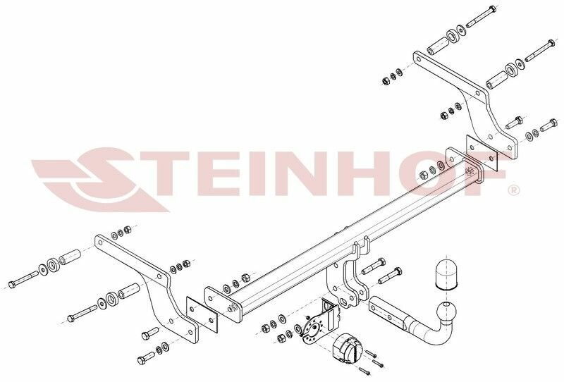 Фаркоп на Renault Duster 2 2021-2022, Dacia Duster III 2/4WD 2018- без снятия и подрезки бампера (паспорт и сертификат в комплекте)(без электрики) Steinhof. D-016