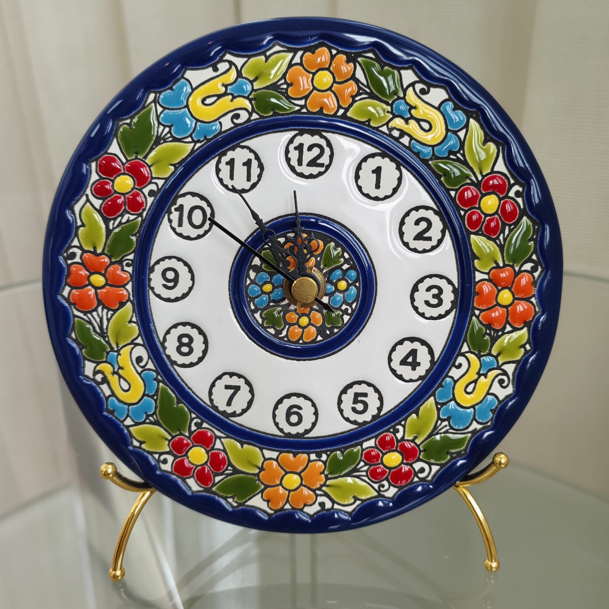 Часы настенные, декоративные фабрики Cercolon диаметр 14 см, ручная работа испанских мастеров