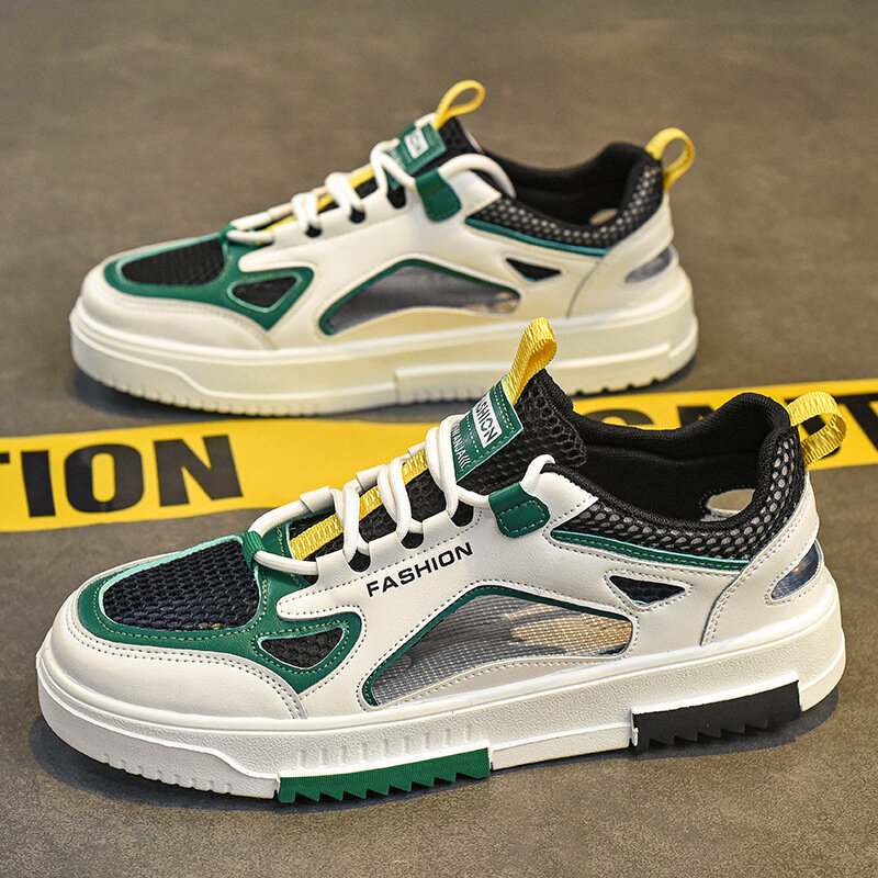 LUO Кроссовки Мужчины Лето Дыхающие Сетка Увеличенная Подошва/white green