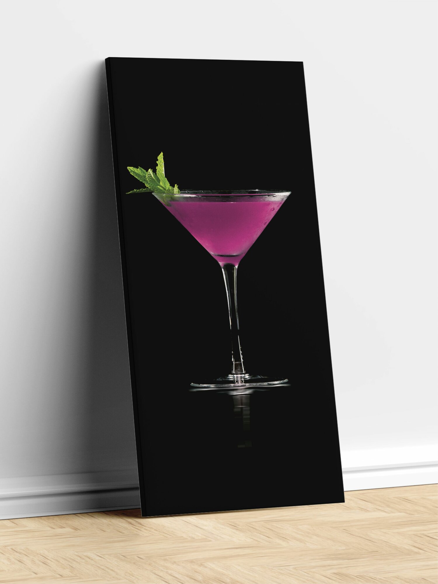 Картина для интерьера Art IrbisPrint натюрморт Коктейль искрящийся на черном фоне 40х80 см натуральный холст на подрамнике 20 мм из натуральной сосны