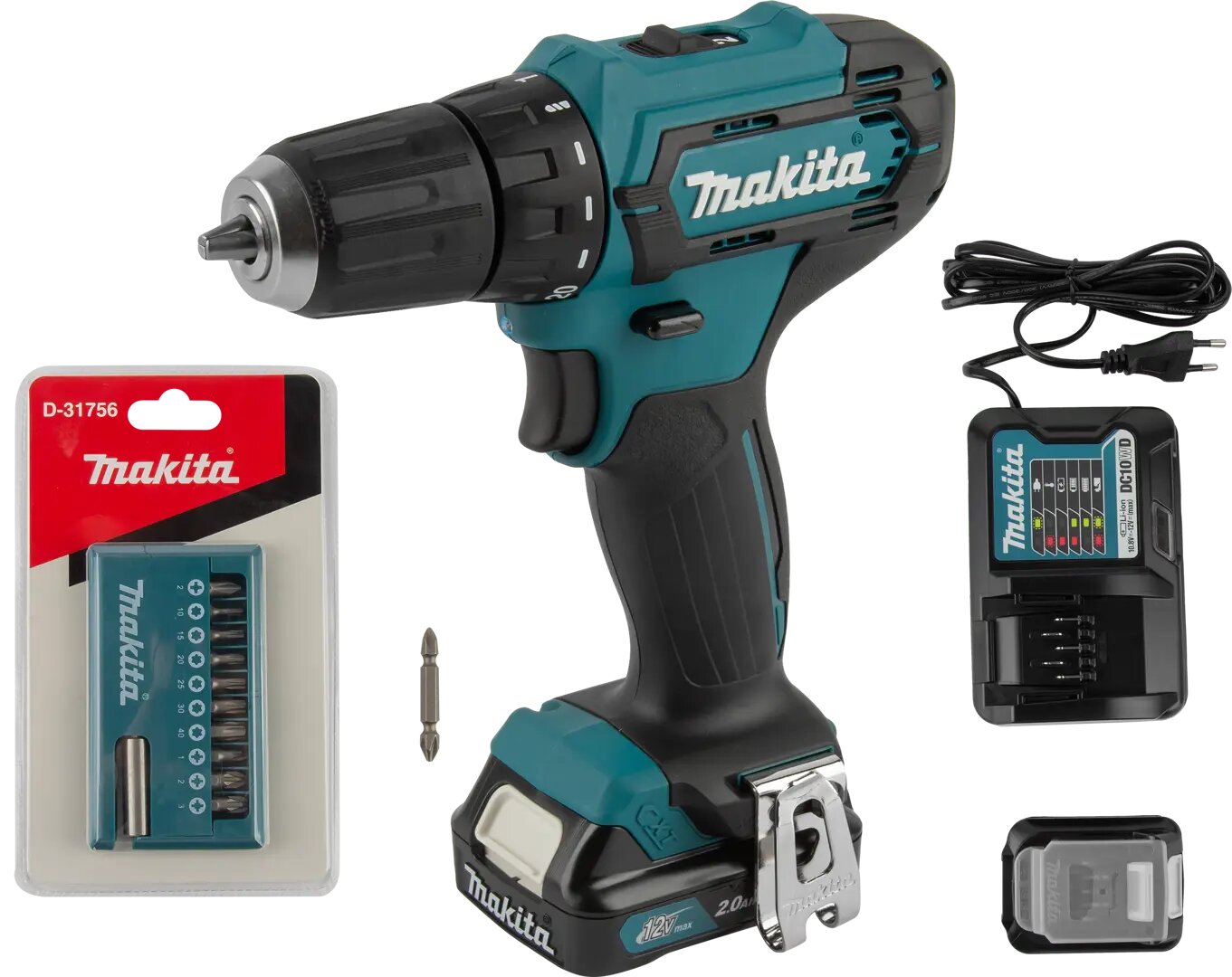 Дрель-шуруповерт аккумуляторная Makita DF333DAX13, 12 В Li-Ion 2x2 Ач