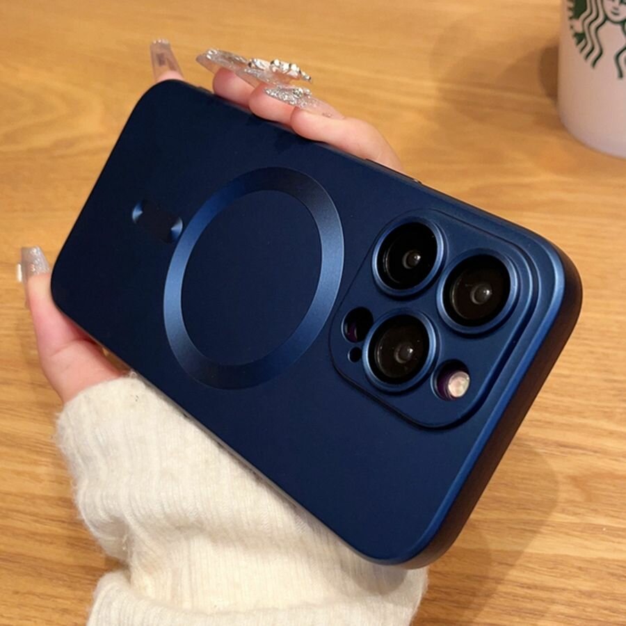 Чехол для на айфон 11 Про Макс (чехол Apple iPhone 11 Pro Max) с функцией магсейф HD Защита камеры MagSafe силиконовый Case iPhone11 Pro Max (синий)