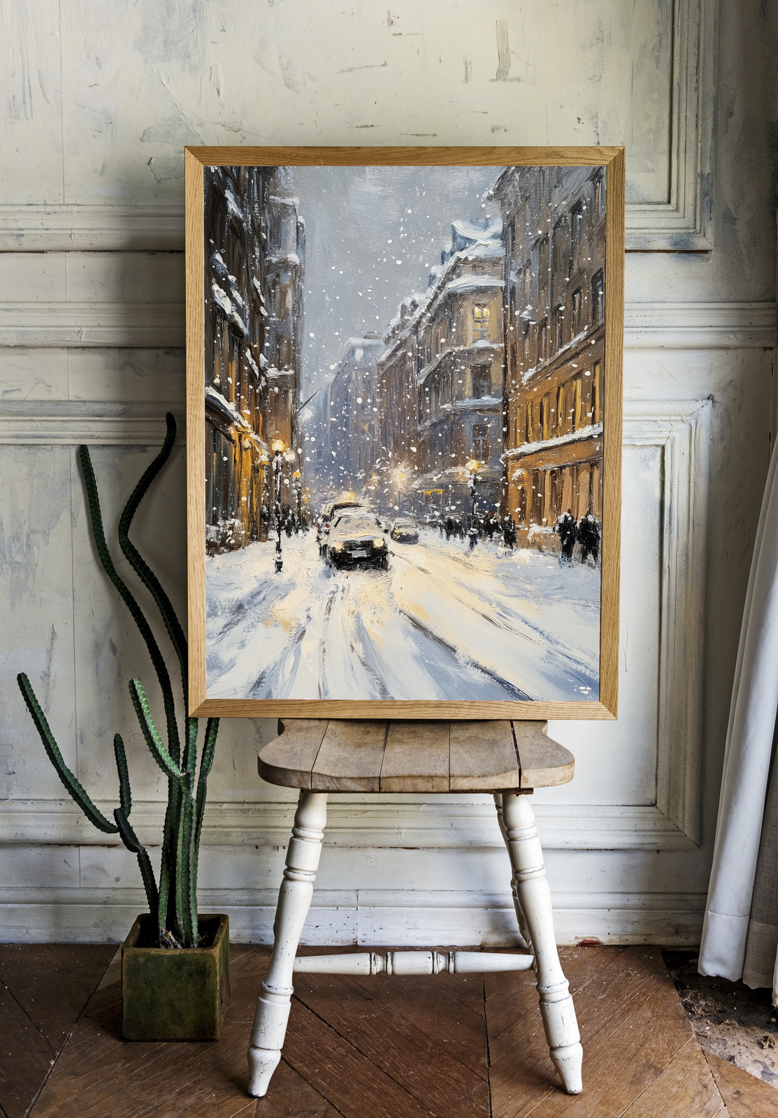 Постер "Зимний вечер в городе" 50x70 без рамы