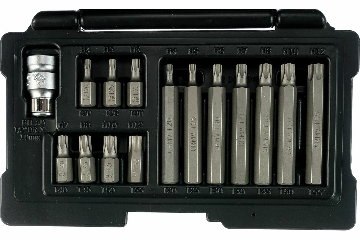Набор бит TORX, хвостовик-шестигранник, 10 мм, CrV, 15 предметов // Stels