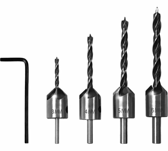 Набор зенковок по дереву 4 шт, сверла 3, 4, 5, 6 мм Gigant Zenk-4