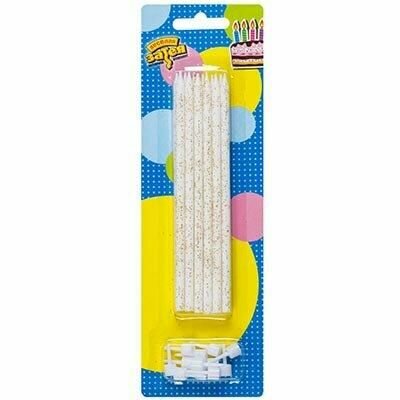 Свечи для торта Веселая затея Белые, блеск, 14 см, 12 шт