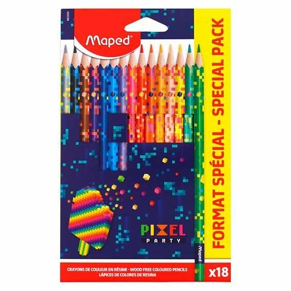 Цветные карандаши Maped "Pixel Party", 18 оттенков, пластик, трехгранные (862205)