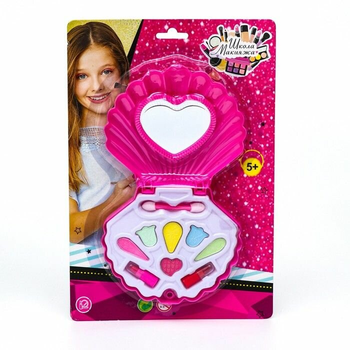 Набор детской косметики Школа талантов для девочки "Ракушка", 6 цветов, зеркальце (V78913I8)