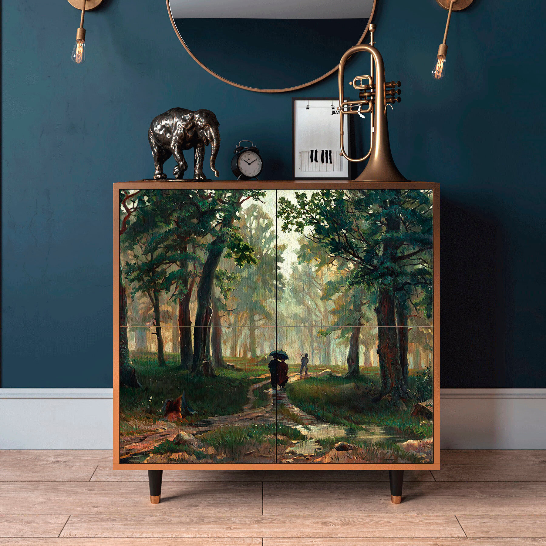 Комод - STORYZ - BS3 Rain in the Oak Forest by Ivan Shishkin, Размер - 94 x 96 x 48 см, Цвет корпуса - Орех