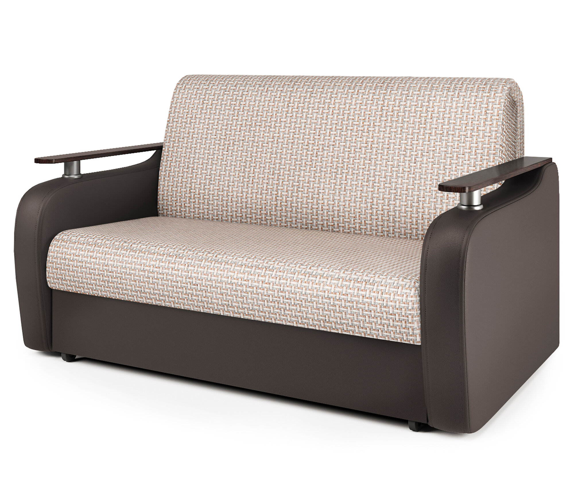 Диван-кровать Шарм-Дизайн Гранд Д 120х194 см, диван раскладной, аккордеон, прямой, Корфу бежевый и экокожа шоколад