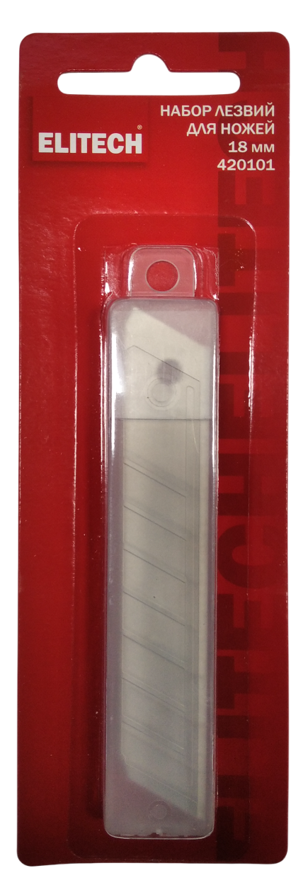 Лезвия для ножей Elitech 420101, 18 мм, 1 упак/10 шт.