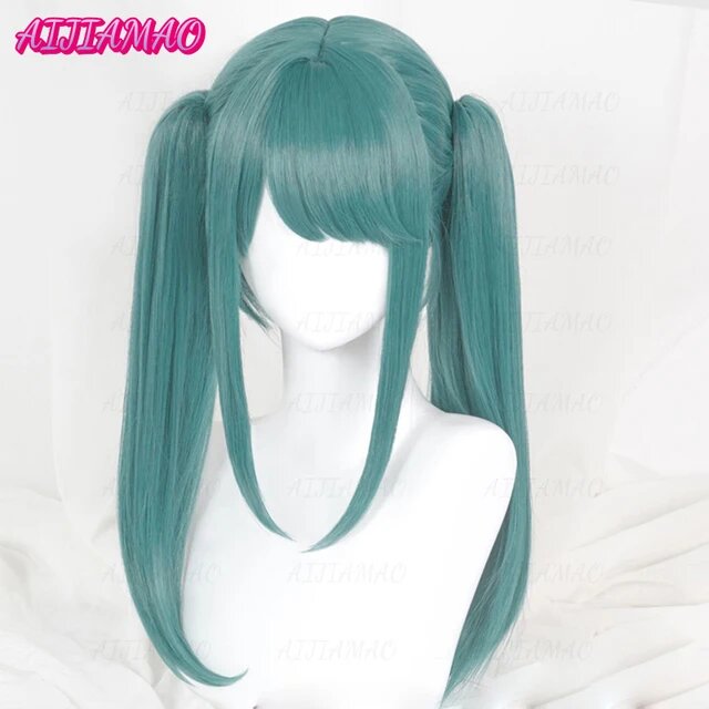 Длинные парики для косплея Miku 45 дюймов, парик вампира Мику, косплей с чипом, конский хвост, парики для костюма на Хэллоуин и шапочка для парика