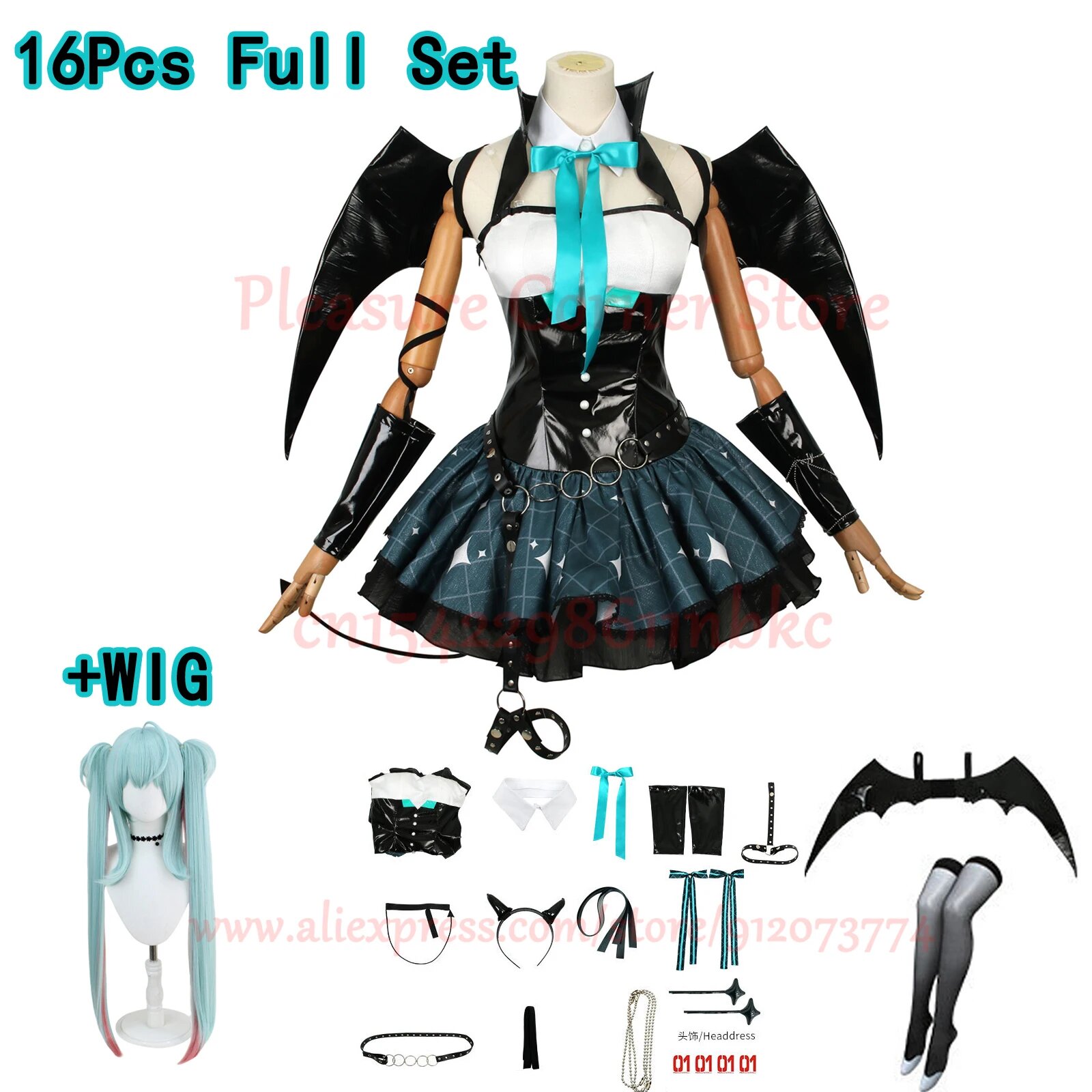 Косплей костюм Мику из аниме "Демон" S, WIG AND COSTUME