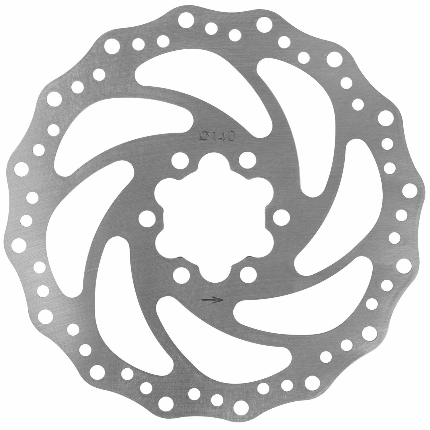Тормозной диск велосипеда (ротор) 140мм M-Wave BD 140 brake disc для дисковых тормозных систем, под 6 болтов, нержавеющая сталь