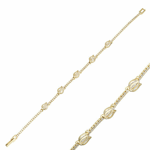 Браслет, серебро, 925 проба, родирование, фианит