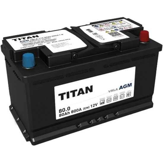 Аккумулятор Титан Battery AGM, 195x170x310, обратная полярность, 80 Ач, 6СТ80(0)