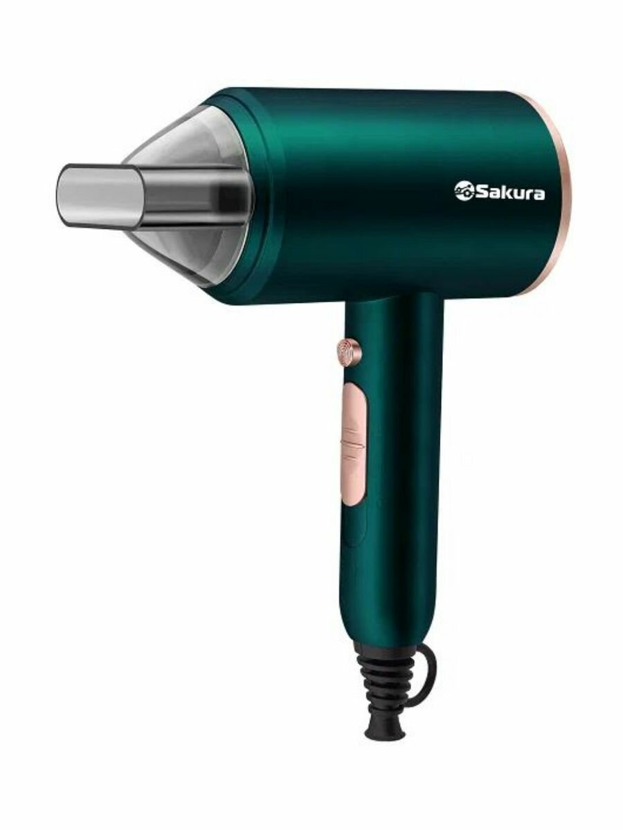 Фен Sakura SA-4045GR, дорожный, 1400 Вт, зеленый, петля для подвешивания