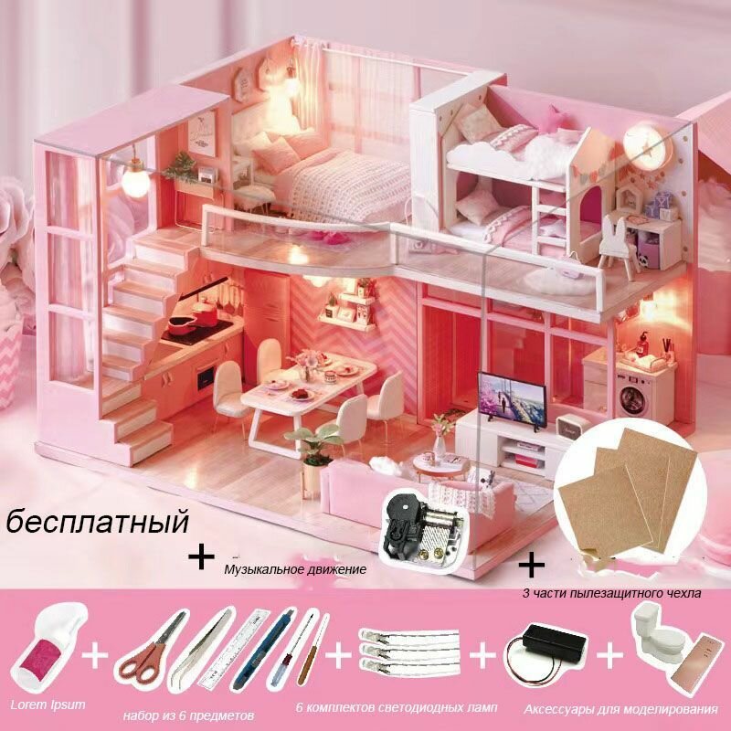 DIY миниатюрный мансардный кукольный домик реалистичные мини-3D деревянные игрушки ручной сборки