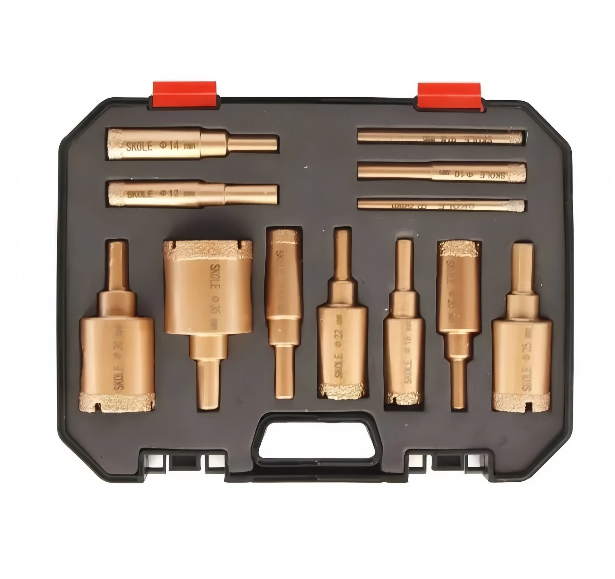 Набор алмазных коронок, по керамограниту, для сухого сверления, 12шт, 6-35 мм