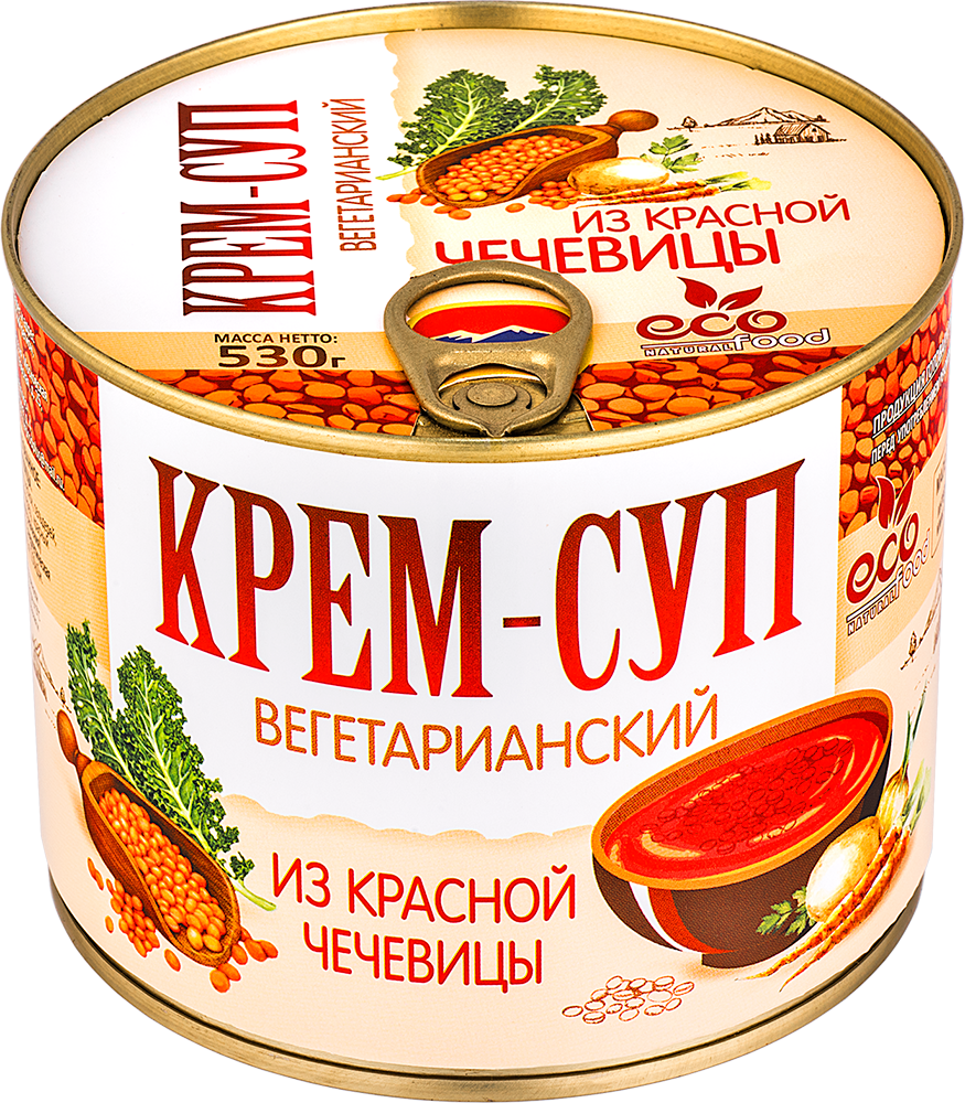 Крем-суп вегетарианский из красной чечевицы, 530г ECOFOOD (Армения)