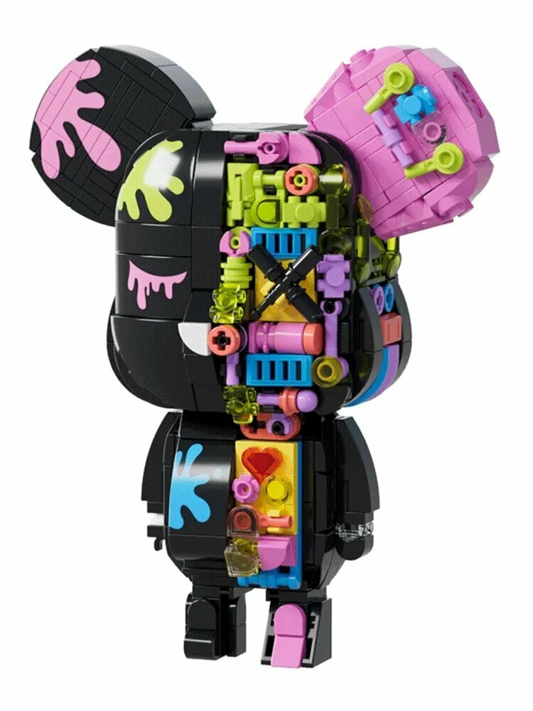 Конструктор 3Д магнитный JAKI Кибер мишка Bearbrick черный