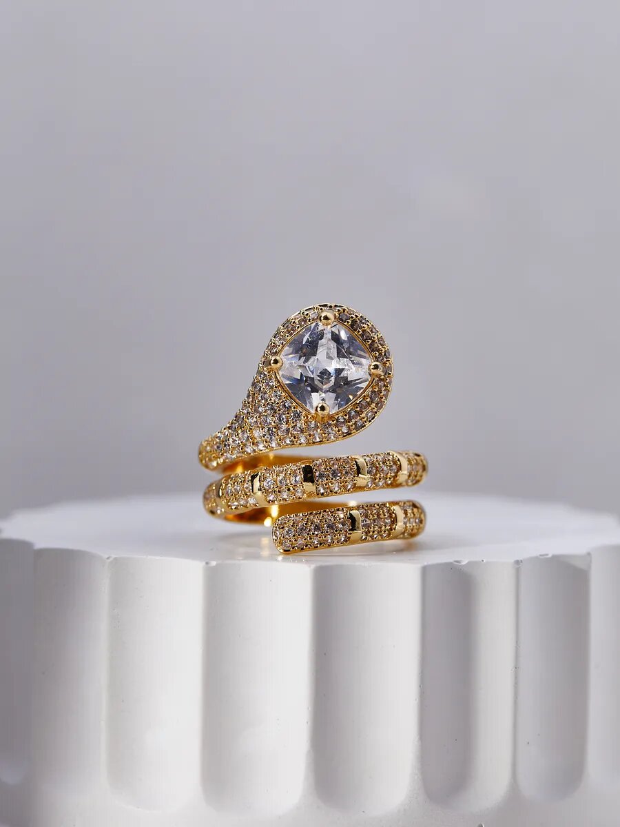 Кольцо, фианит, кристалл, циркон