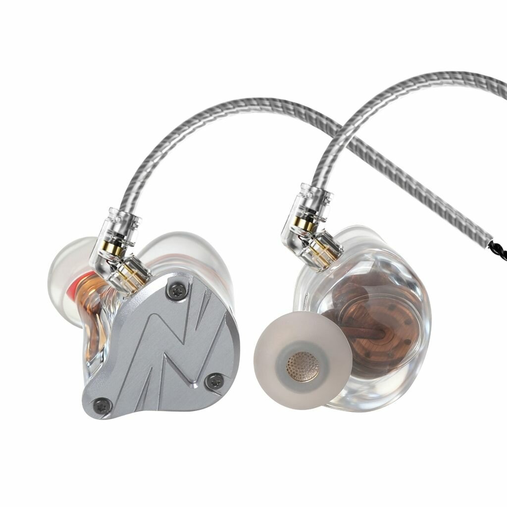 Премиальные наушники для музыки и игр с 10-мм динамическим излучателем и 4 балансными арматурами, Серебро