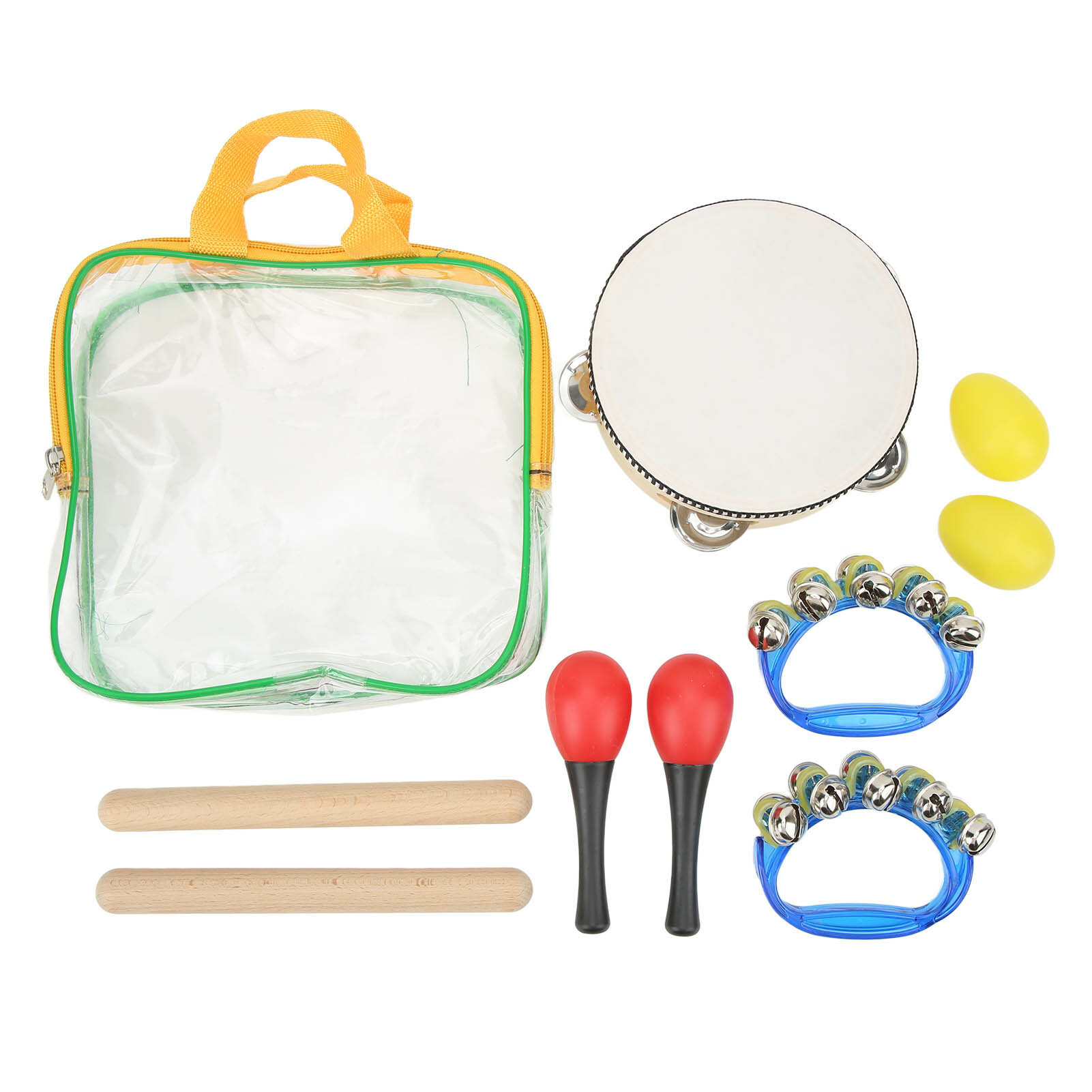 Kids Musical Instruments Set Hand Drum Egg Shaker Rumba Rattle Jingle Bell Rhythm Stick Kit for Children