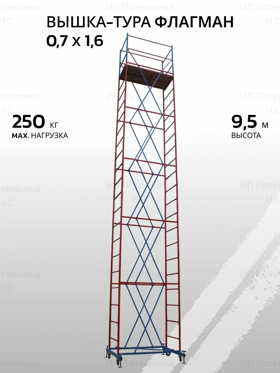 Вышка-тура флагман 0.7x1.6x9,5м 5 секций