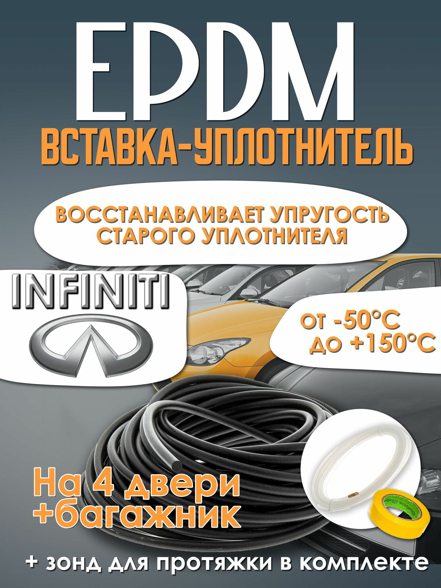 EPDM вставка-уплотнитель для дверей автомобиля Infiniti / Инфинити