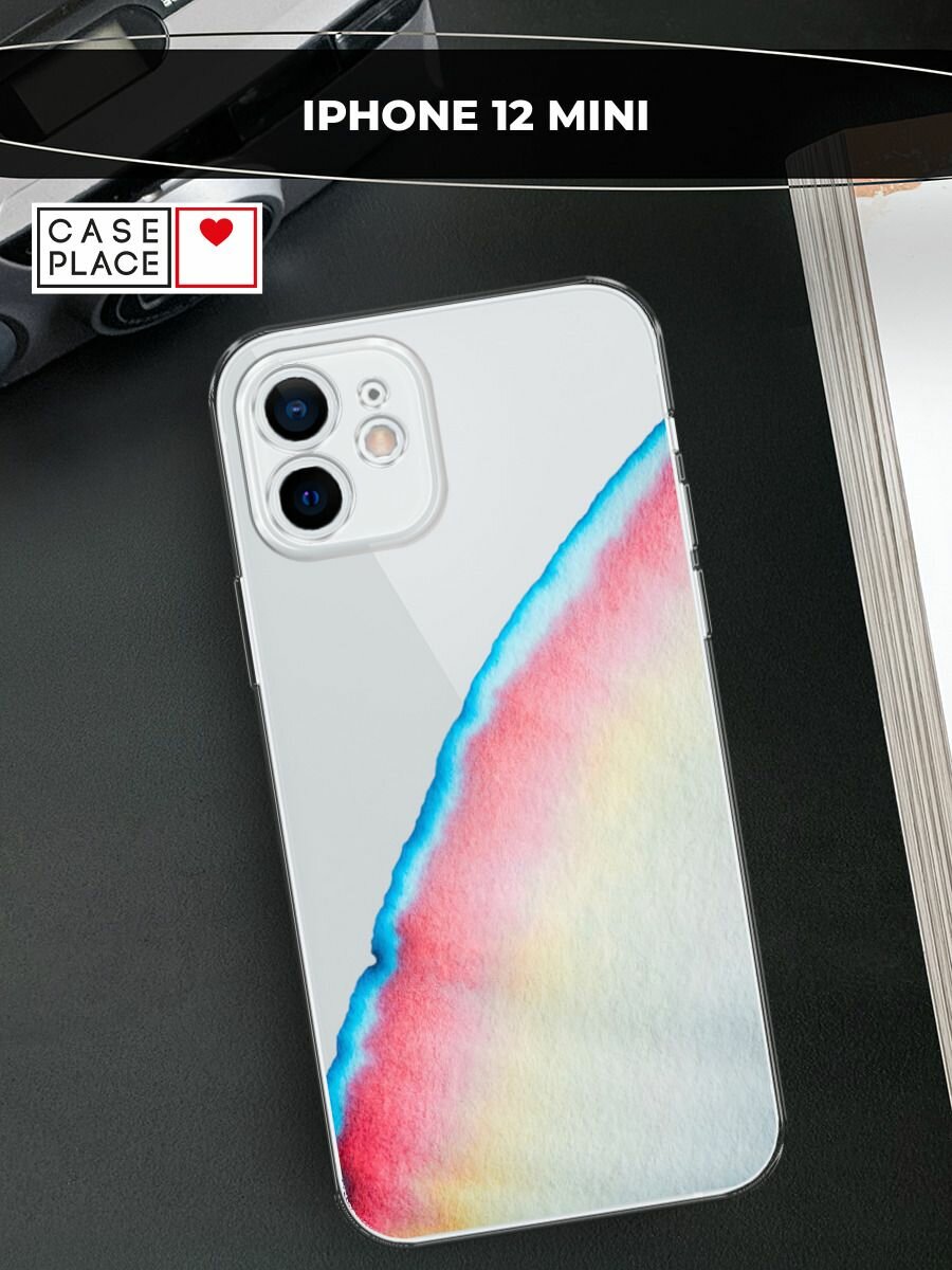 Чехол на Apple iPhone 12 mini / Айфон 12 Мини с принтом Слияние красок, прозрачный