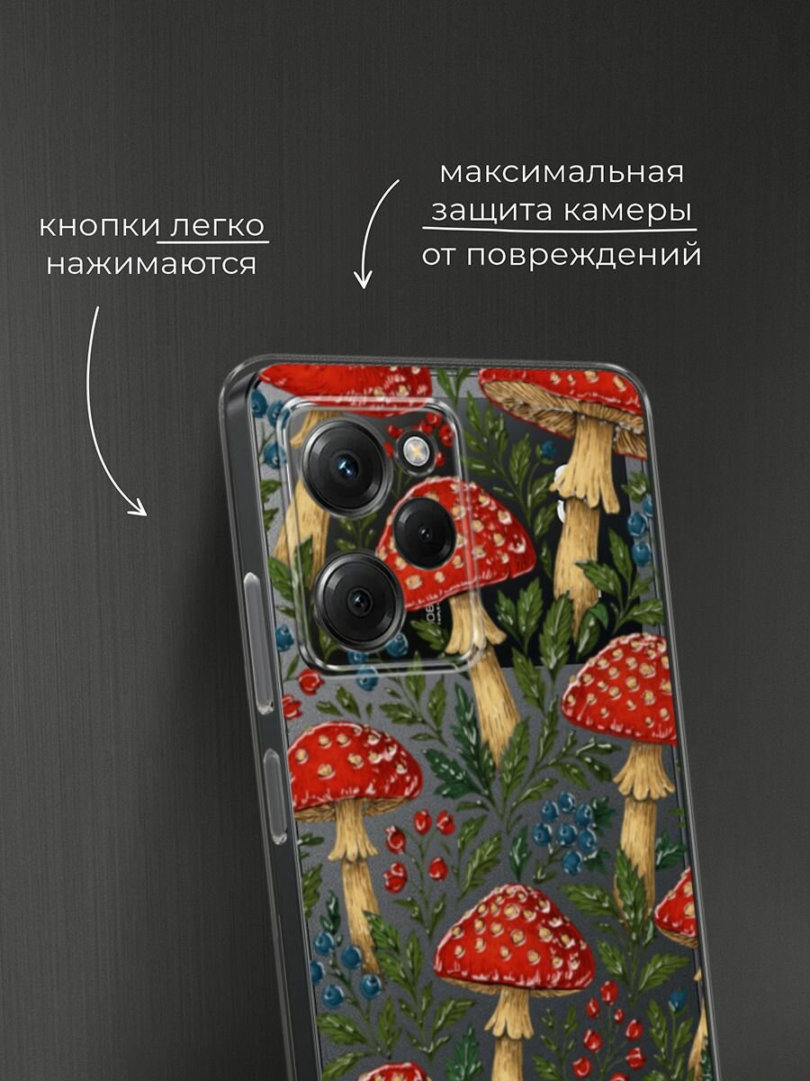 Чехол на Xiaomi Poco X5 Pro 5G / Сяоми Поко X5 Про 5G с принтом Мухоморы — фото 1