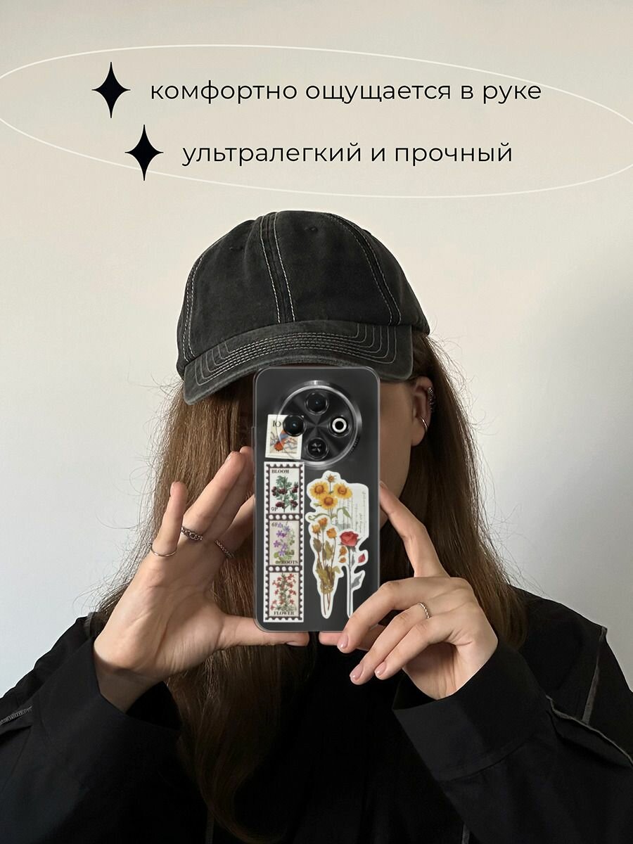 Чехол на Tecno Spark 30C / Текно Спарк 30C с принтом Марки с цветами — фото 1