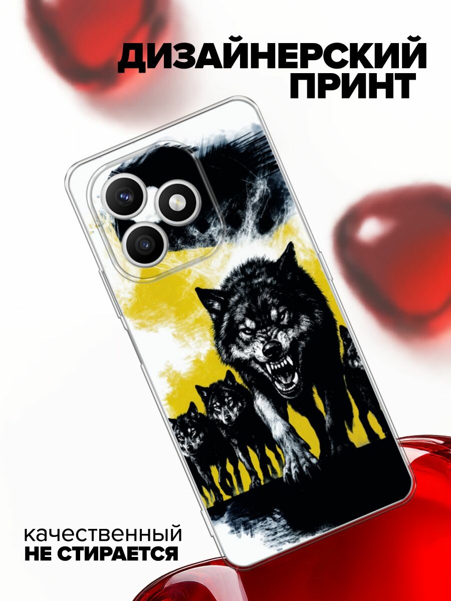 Силиконовый чехол на Honor X8d / Хонор X8d с принтом Волчья стая — фото 1