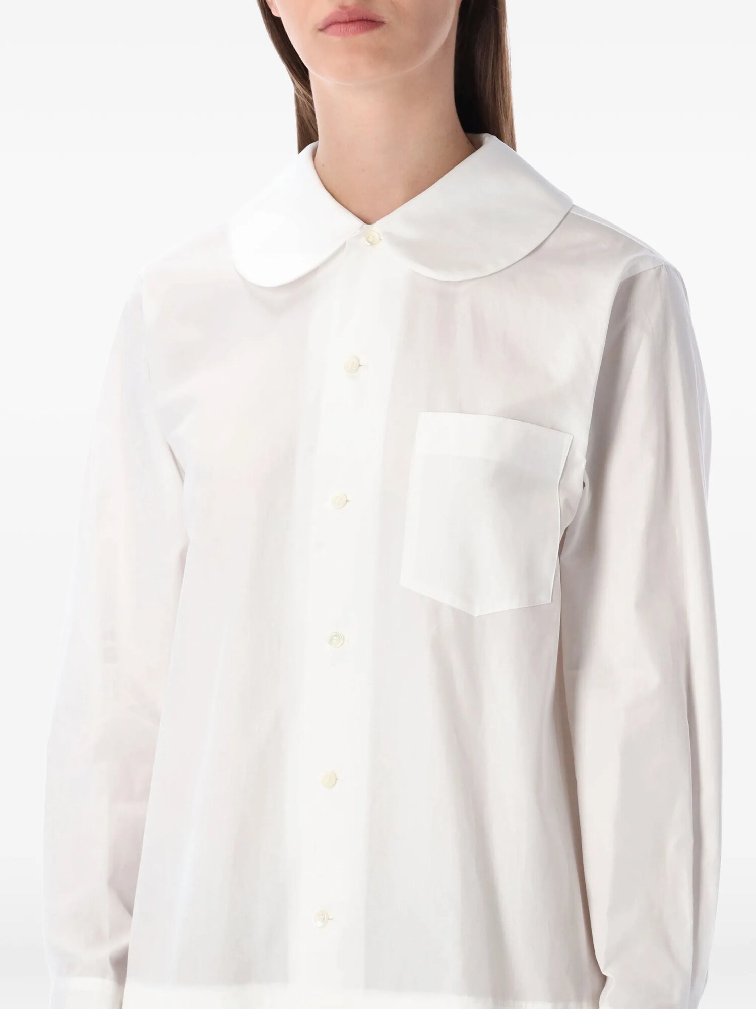 Платье COMME des GARCONS Ruffled Peter Pan-collar mini dress, размер 40, бежевый/белый — фото 1